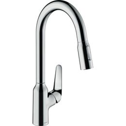 Hansgrohe Focus M42 K&uuml;chenarmatur 220 2jet 71800000 mit Ausziehbrause, Schwenkbereich 360&deg;, chrom