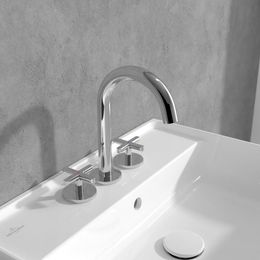 Villeroy & Boch Villeroy und Boch Loop + Friends Dreiloch-Waschtischarmatur TVZ10600900061 Kreuzgriff, ohne Ablaufgarnitur, chrom
