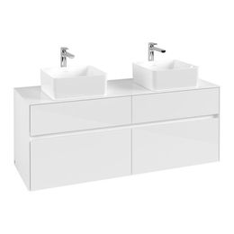 Villeroy & Boch Villeroy und Boch Collaro Waschtischunterschrank C04800DH 140 x 54,8 x 50 cm, für 2 Waschtische, Glossy White