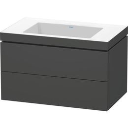 Duravit L-Cube Waschtisch-Unterschrank LC6927N4949 80 x 48 cm, ohne Hahnloch, graphit matt, 2 Schubk&auml;sten