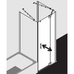 Kermi Filia XP Pendelt&uuml;r 1-fl&uuml;gelig mit Festfeld FX1WR12318VUK 123 x 185 cm, silber hochglanz, ESG SR Opaco, rechts, Duschplatz