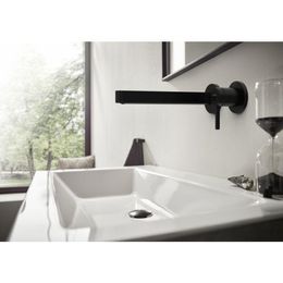 Hansgrohe Finoris Fertigmontageset 76050670 Unterputz-Waschtischarmatur, f&uuml;r Wandmontage, mit Auslauf 22,5cm, mattschwarz