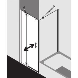 Kermi Filia XP Pendelt&uuml;r mit Festfeld f&uuml;r Seitenwand FX1WL07520VPK 75x200cm, silber hochglanz, ESG klar Clean, links, auf Duschwanne