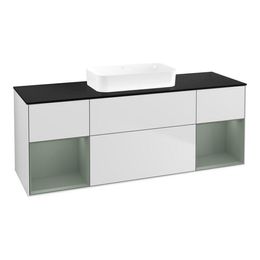 Villeroy & Boch Villeroy und Boch Finion Waschtischunterschrank F742GMMT 160x60,3x50,1cm, Regale Olive matt lacquer, White matt lacquer