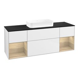 Villeroy & Boch Villeroy und Boch Finion Waschtischunterschrank F742PCGF 160x60,3x50,1cm, Regale Oak Veneer, Glossy white lacquer
