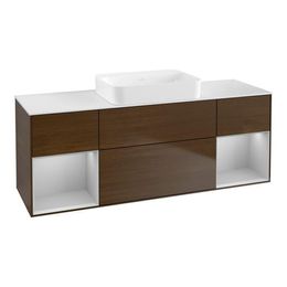 Villeroy & Boch Villeroy und Boch Finion Waschtischunterschrank G741GJGN 160x60,3x50,1cm, Regale Light grey matt lacquer, Walnut veneer