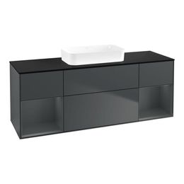 Villeroy & Boch Villeroy und Boch Finion Waschtischunterschrank F742HGHG 160x60,3x50,1cm, Regale Midnight matt lacquer, Midnight Blue Matt Lacquer