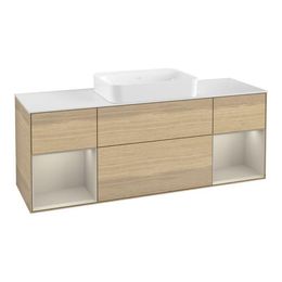 Villeroy & Boch Villeroy und Boch Finion Waschtischunterschrank G741HHPC 160x60,3x50,1cm, Regale sand matt lacquer, Oak Veneer