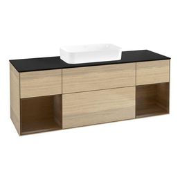 Villeroy & Boch Villeroy und Boch Finion Waschtischunterschrank F742GNPC 160x60,3x50,1cm, Regale Walnut veneer, Oak Veneer