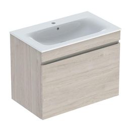 Geberit Renova Plan Möbel-Waschtisch-Set 501916001 80x62,2x48cm, Korpus nussbaum hell beschichtet, Waschtisch weiß
