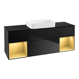 Villeroy & Boch Villeroy und Boch Finion Waschtischunterschrank G742HFPD 160x60,3x50,1cm, Regale Gold matt lacquer, Black matt lacquer