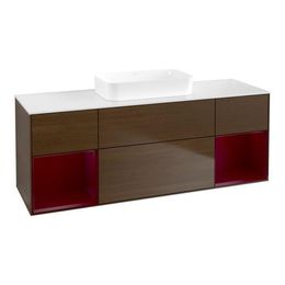 Villeroy & Boch Villeroy und Boch Finion Waschtischunterschrank F741HBGN 160x60,3x50,1cm, Regale Peony matt lacquer, Walnut veneer