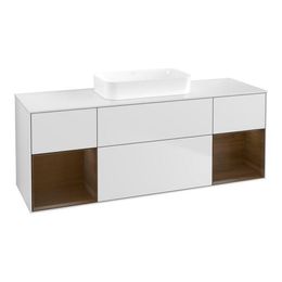 Villeroy & Boch Villeroy und Boch Finion Waschtischunterschrank F741GNMT 160x60,3x50,1cm, Regale Walnut veneer, White matt lacquer