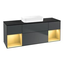 Villeroy & Boch Villeroy und Boch Finion Waschtischunterschrank F742HFHG 160x60,3x50,1cm, Regale Gold matt lacquer, Midnight Blue Matt Lacquer