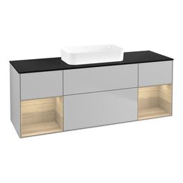 Villeroy & Boch Villeroy und Boch Finion Waschtischunterschrank F742PCGJ 160x60,3x50,1cm, Regale Oak Veneer, Light grey matt