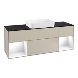 Villeroy & Boch Villeroy und Boch Finion Waschtischunterschrank G742GFHH 160x60,3x50,1cm, Regale Glossy white lacquer, Sand Matt Lacquer
