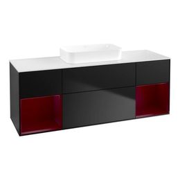 Villeroy & Boch Villeroy und Boch Finion Waschtischunterschrank F741HBPD 160x60,3x50,1cm, Regale Peony matt lacquer, Black matt lacquer