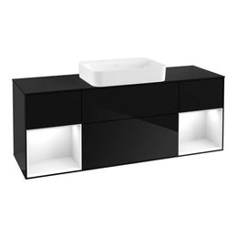 Villeroy & Boch Villeroy und Boch Finion Waschtischunterschrank G742GFPH 160x60,3x50,1cm, Regale Glossy white lacquer, Glossy Black Lacquer