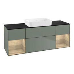 Villeroy & Boch Villeroy und Boch Finion Waschtischunterschrank G742PCGM 160x60,3x50,1cm, Regale Oak Veneer, Olive Matt Lacquer