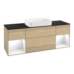 Villeroy & Boch Villeroy und Boch Finion Waschtischunterschrank G742GFPC 160x60,3x50,1cm, Regale Glossy white lacquer, Oak Veneer