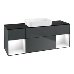 Villeroy & Boch Villeroy und Boch Finion Waschtischunterschrank G742GFHG 160x60,3x50,1cm, Regale Glossy white lacquer, Midnight Blue Matt Lacquer