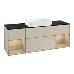 Villeroy & Boch Villeroy und Boch Finion Waschtischunterschrank G742PCHH 160x60,3x50,1cm, Regale Oak Veneer, Sand Matt Lacquer