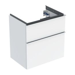 Geberit iCon Waschtisch-Unterschrank 502307012 59,2x61,5x41,6cm, 2 Schubladen, wei&szlig; hochgl&auml;nzend, Griff glanzverchromt
