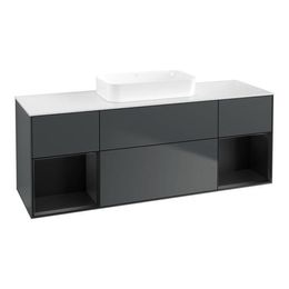 Villeroy & Boch Villeroy und Boch Finion Waschtischunterschrank F741PDHG 160x60,3x50,1cm, Regale Black matt lacquer, Midnight Blue Matt Lacquer