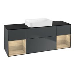Villeroy & Boch Villeroy und Boch Finion Waschtischunterschrank G742PCHG 160x60,3x50,1cm, Regale Oak Veneer, Midnight Blue Matt Lacquer