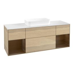 Villeroy & Boch Villeroy und Boch Finion Waschtischunterschrank F741GNPC 160x60,3x50,1cm, Regale Walnut veneer, Oak Veneer