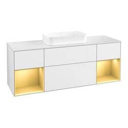 Villeroy & Boch Villeroy und Boch Finion Waschtischunterschrank F741HFGF 160x60,3x50,1cm, Regale Gold matt lacquer, Glossy white lacquer