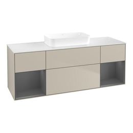 Villeroy & Boch Villeroy und Boch Finion Waschtischunterschrank F741GKHH 160x60,3x50,1cm, Regale Anthracite matt lacquer, Sand Matt Lacquer
