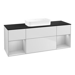 Villeroy & Boch Villeroy und Boch Finion Waschtischunterschrank F742GJMT 160x60,3x50,1cm, Regale Light grey matt lacquer, White matt lacquer