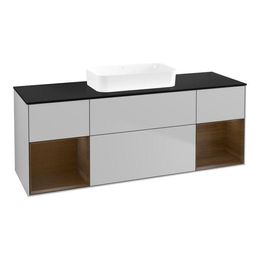 Villeroy & Boch Villeroy und Boch Finion Waschtischunterschrank F742GNGJ 160x60,3x50,1cm, Regale Walnut veneer, Light grey matt