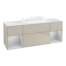 Villeroy & Boch Villeroy und Boch Finion Waschtischunterschrank F741GJHH 160x60,3x50,1cm, Regale Light grey matt lacquer, Sand Matt Lacquer