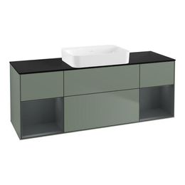 Villeroy & Boch Villeroy und Boch Finion Waschtischunterschrank G742HGGM 160x60,3x50,1cm, Regale Midnight matt lacquer, Olive Matt Lacquer