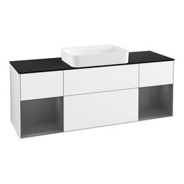 Villeroy & Boch Villeroy und Boch Finion Waschtischunterschrank G742GKGF 160x60,3x50,1cm, Regale Anthracite matt lacquer, Glossy white lacquer