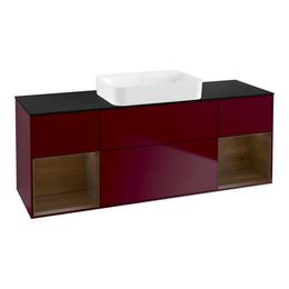 Villeroy & Boch Villeroy und Boch Finion Waschtischunterschrank G742GNHB 160x60,3x50,1cm, Regale Walnut veneer, Peony Matt