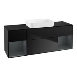 Villeroy & Boch Villeroy und Boch Finion Waschtischunterschrank G742HGPD 160x60,3x50,1cm, Regale Midnight matt lacquer, Black matt lacquer