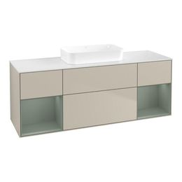Villeroy & Boch Villeroy und Boch Finion Waschtischunterschrank F741GMHH 160x60,3x50,1cm, Regale Olive matt lacquer, Sand Matt Lacquer