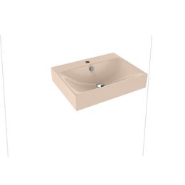 Kaldewei Silenio Wand-Waschtisch 904306013030 3044, 60 x 46 x 12 cm, bahamabeige Perl-Effekt, mit &Uuml;berlauf, mit Hahnloch