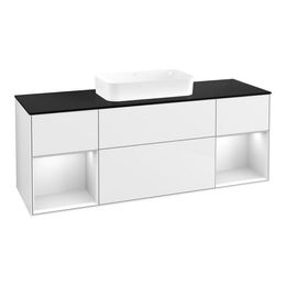 Villeroy & Boch Villeroy und Boch Finion Waschtischunterschrank F742MTGF 160x60,3x50,1cm, Regale White matt lacquer, Glossy white lacquer