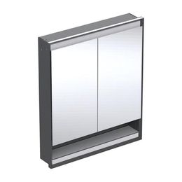 Geberit One Unterputz Spiegelschrank 505822007 75 x 90 x 15 cm, schwarz matt/Aluminium pulverbeschichtet, mit Nische und ComfortLight, 2 T&uuml;ren
