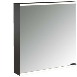 Emco prime Aufputz-Lichtspiegelschrank 949713521 600x700mm, 1 T&uuml;r, Anschlag links, schwarz/spiegel