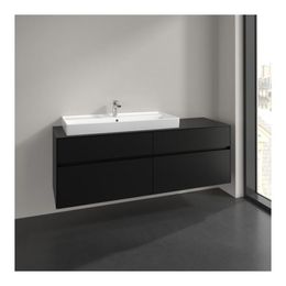Villeroy & Boch Villeroy und Boch Collaro Waschtischunterschrank C029B0VL 160x54,8x50cm, Waschtisch links, mit LED-Beleuchtung, volcano black