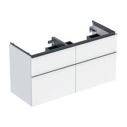 Geberit iCon Doppelwaschtisch-Unterschrank 502309012 118,4x61,5x47,6cm, 4 Schubladen, wei&szlig;/lackiert hochgl&auml;nzend/Griff glanzverchromt