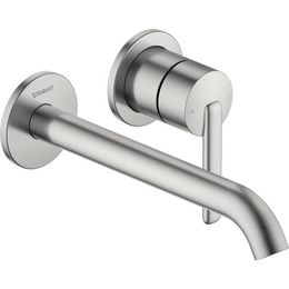 Duravit Balcoon Fertigmontageset BA1070004070 Unterputz-Einhebelmischer, Ausladung 221mm, ohne Zugstange Ablaufgarnitur, Edelstahl geb&uuml;rstet