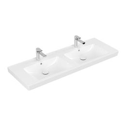 Villeroy & Boch Villeroy & Boch Waschtisch Subway 2.0 7175D0R1 130 x 47 cm, weiss, Ceramicplus, mit 2 Hahnl&ouml;cher