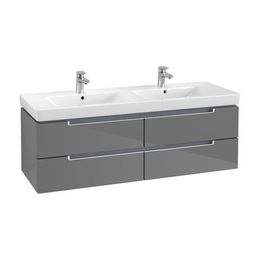 Villeroy & Boch Villeroy & Boch Subway 2.0 Waschtischunterschrank A69200FP, 128,7x42x44,9cm, Glossy Grey, Griff matt