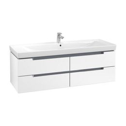 Villeroy & Boch Villeroy & Boch Subway 2.0 Waschtischunterschrank A69110MS,128,7x42x44,9cm, weiss matt, Griff chrom